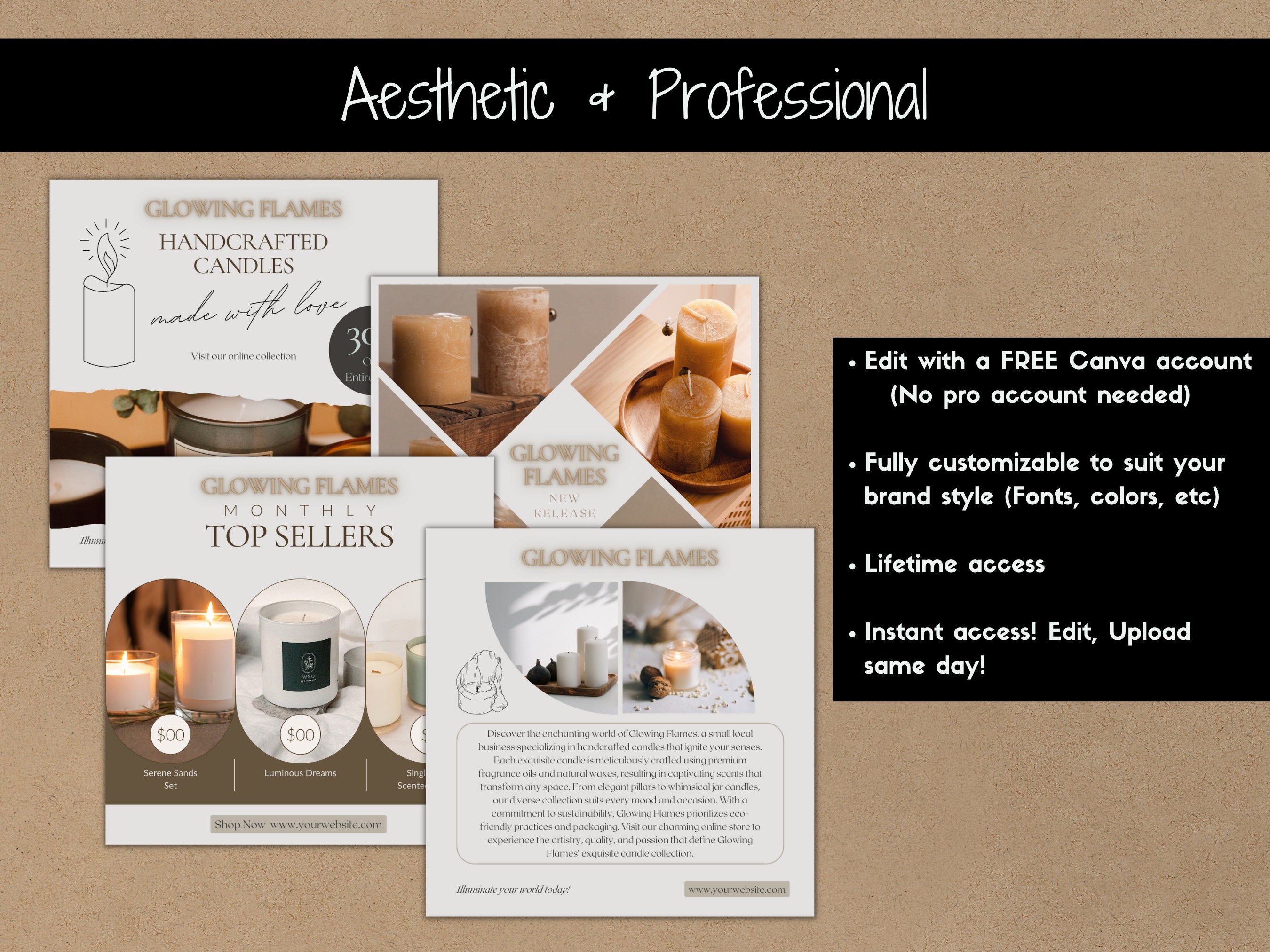 Candles Flyer Template Editable Small Business Candle Making Social ...