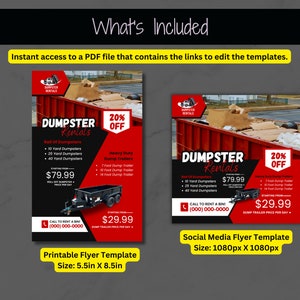 Dumpster Rental Flyer Templates Bundle (canva Editable) - Etsy
