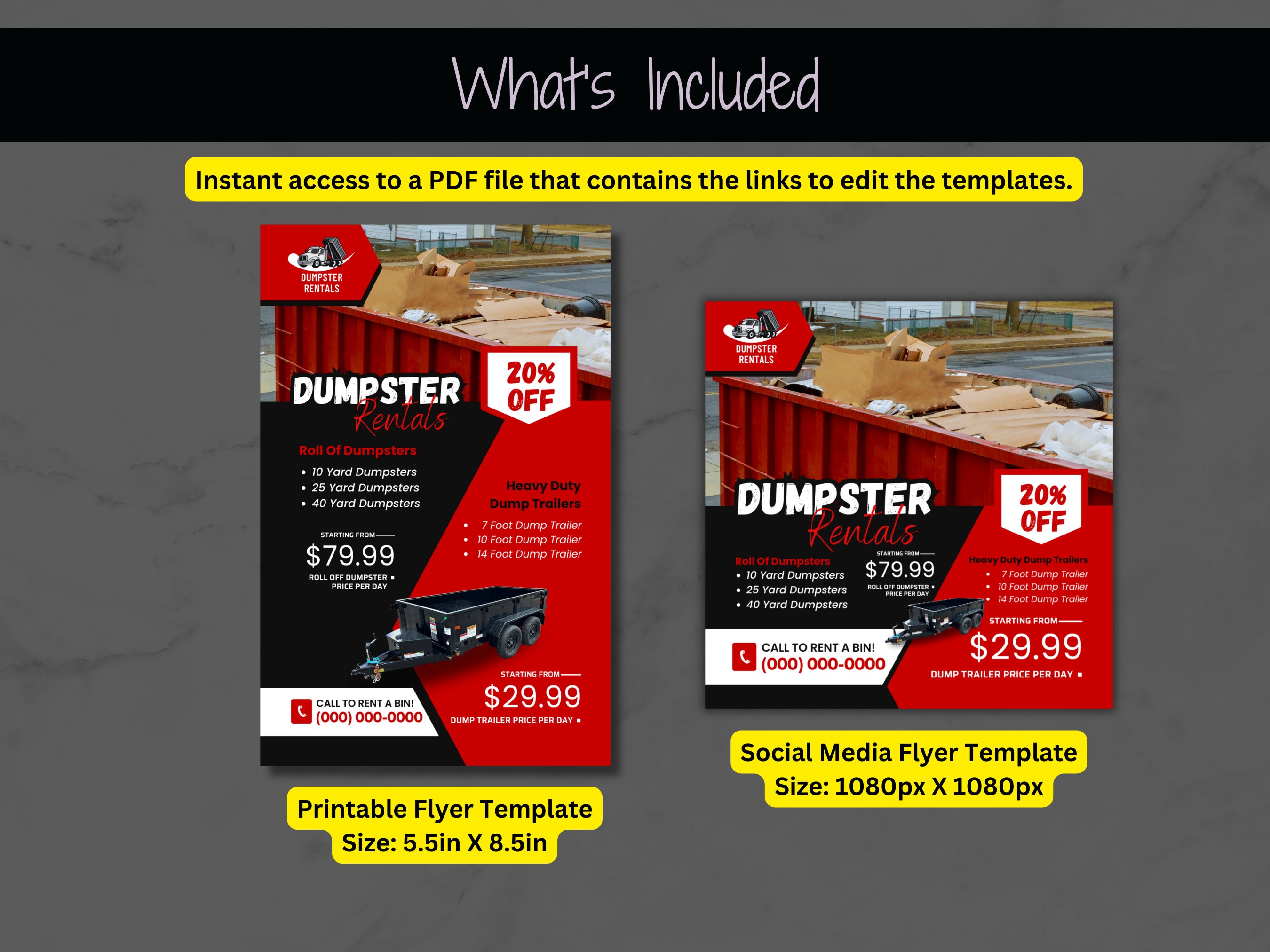 Dumpster Rental Flyer Templates Bundle (canva Editable) - Etsy