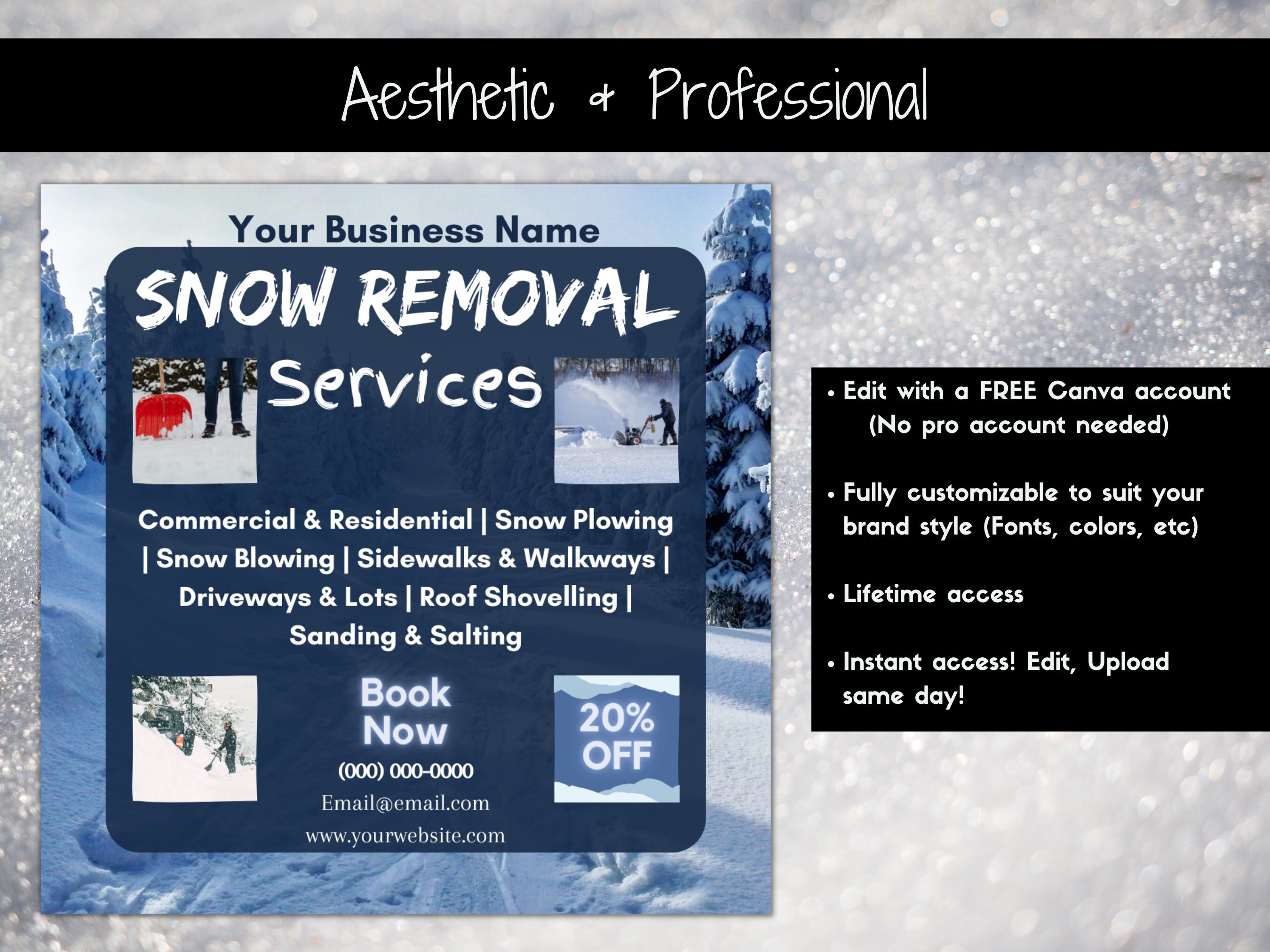 Editable Snow Removal Services Flyer Template Service Flyer Snow Shovel ...
