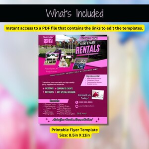 Party Rental Printable Marketing Flyer Template Event and Party Rentals ...