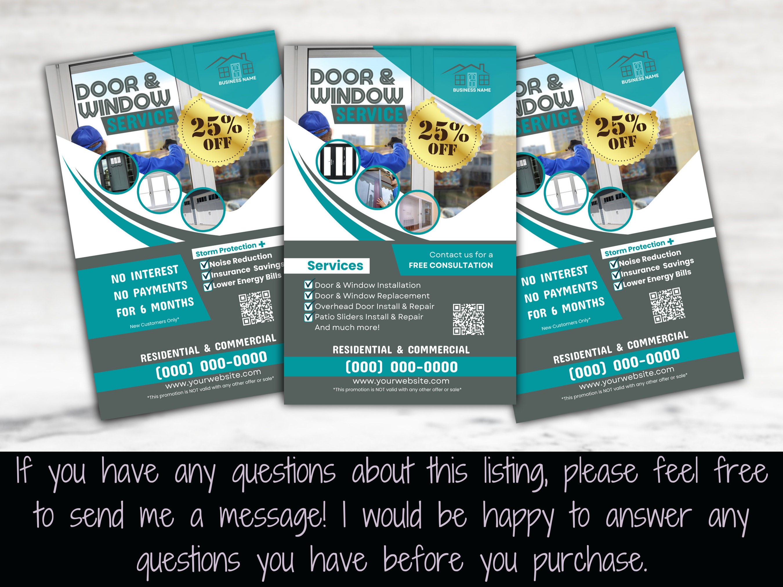 Printable Door & Window Service Flyer Template Door Repair Flyer Window ...
