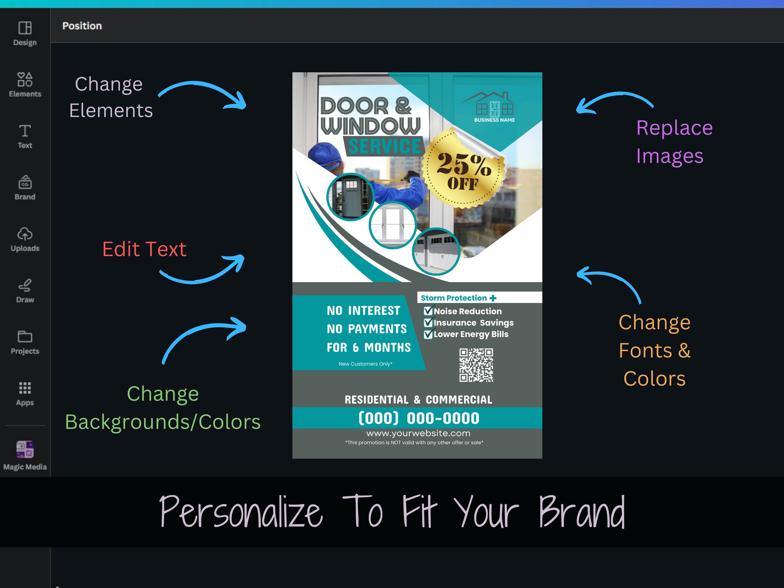 Printable Door & Window Service Flyer Template Door Repair Flyer Window ...