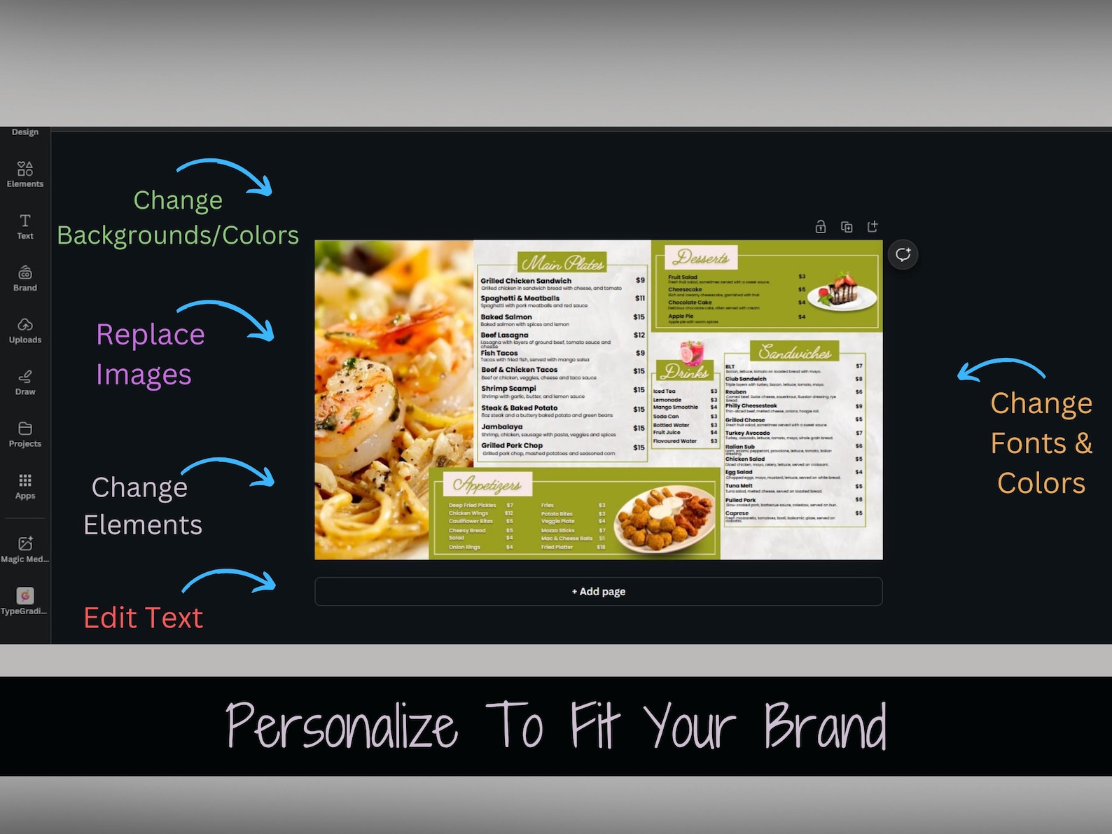 Digital Menu Display Template Static Menu Board Food Menu Monitor ...