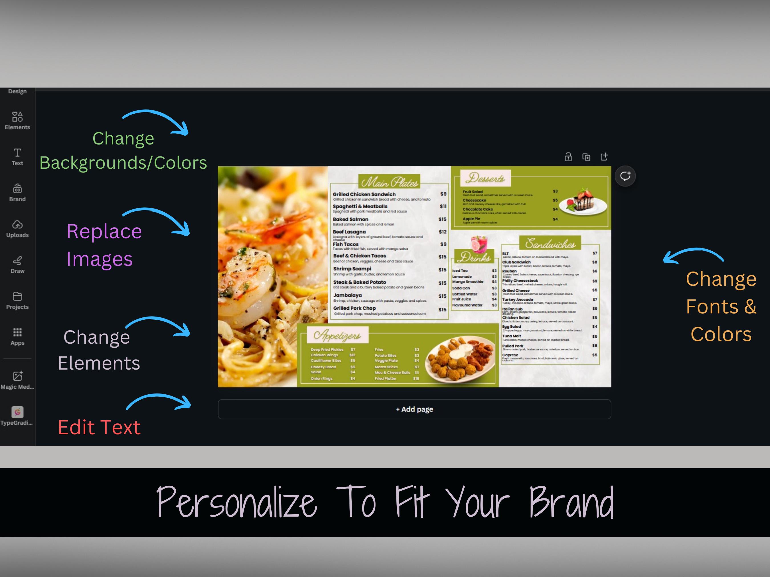 Digital Menu Display Template Static Menu Board Food Menu Monitor ...