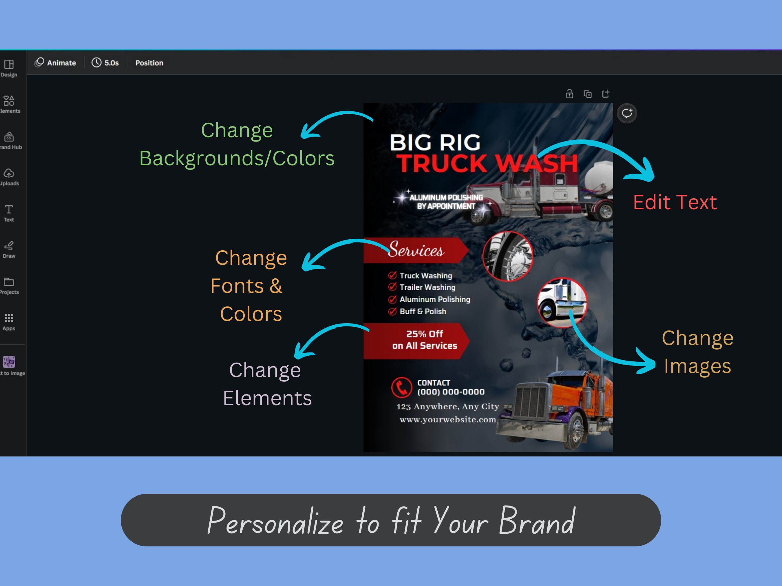 Truck Wash Printable Flyer Big Rig Truck Wash Flyer Template Semi Truck ...