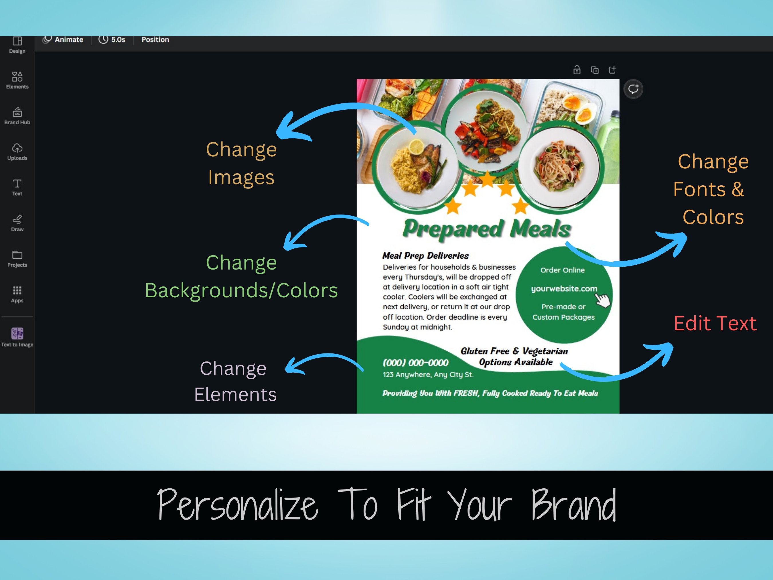 Prepared Meals Flyer Template, Food Delivery Service (digital Download ...