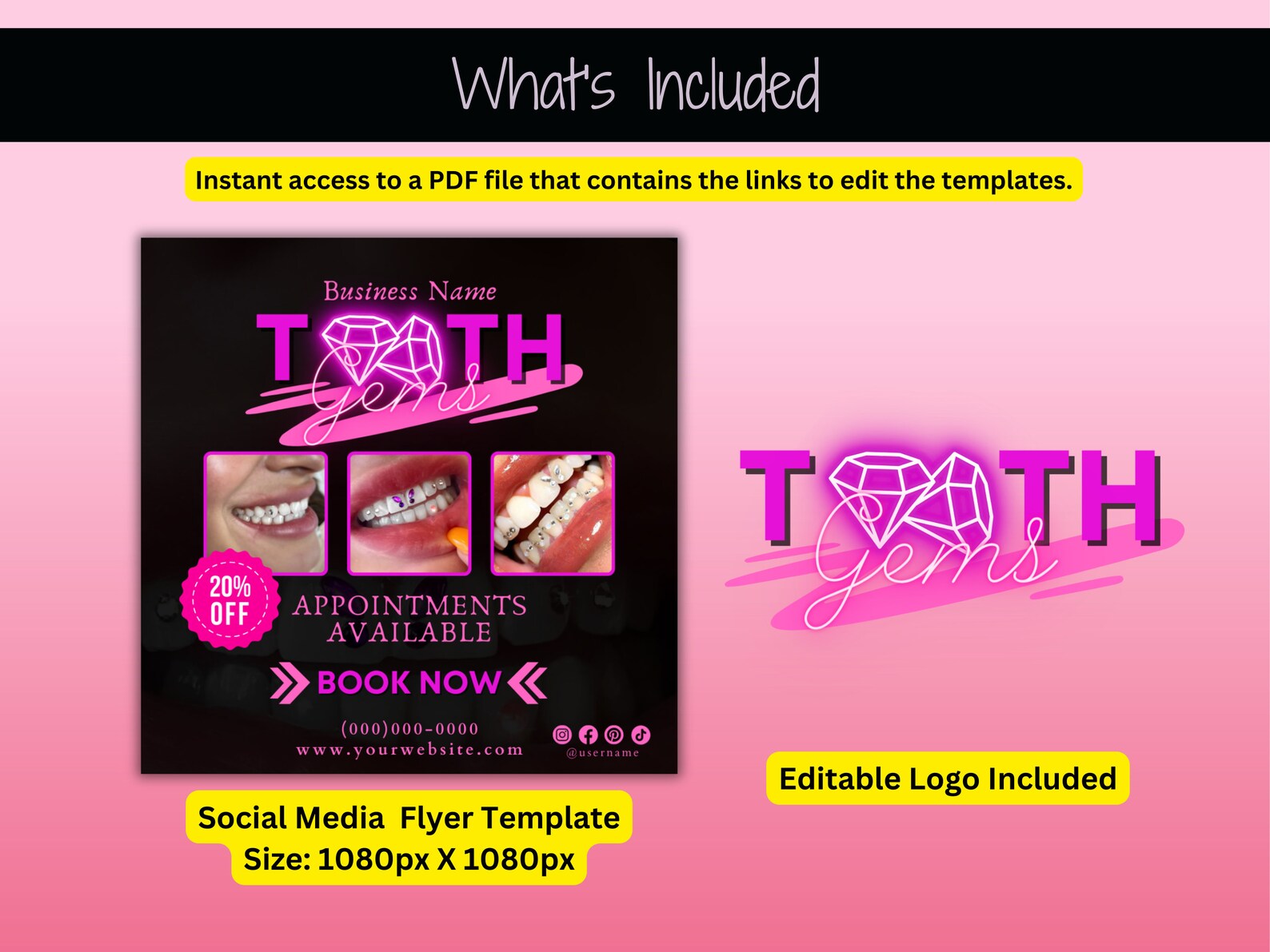 Tooth Gems Business Flyer Template Editable Tooth Gem Flyer Template ...