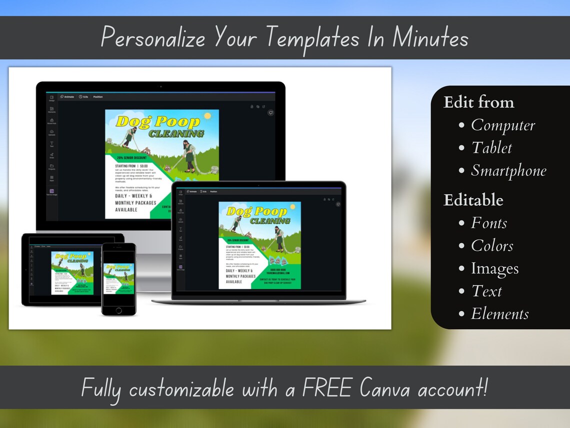 Printable Dog Poop Clean up Flyer Dog Waste Removal Flyer Dog Poop ...