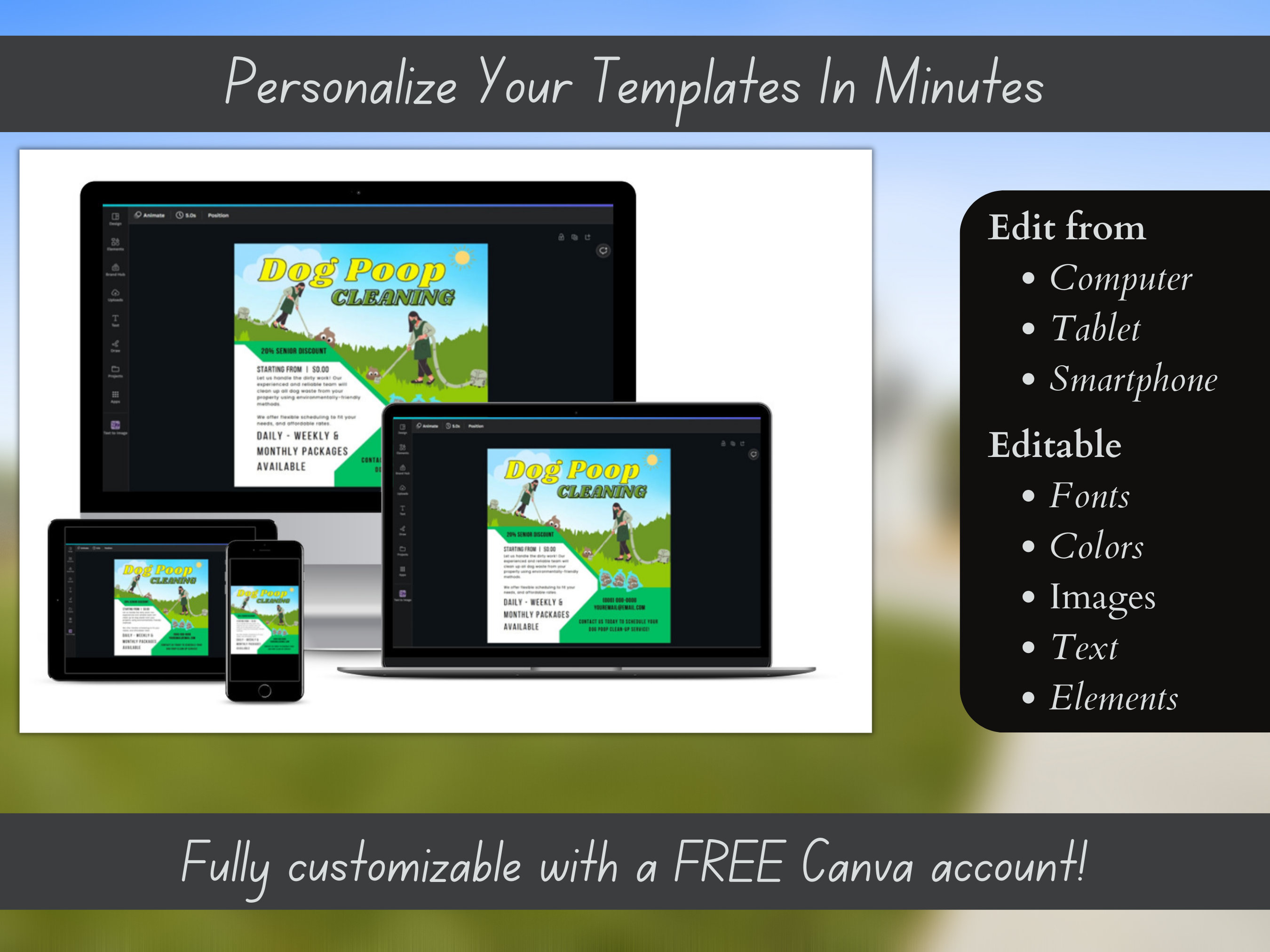 Printable Dog Poop Clean up Flyer Dog Waste Removal Flyer Dog Poop ...