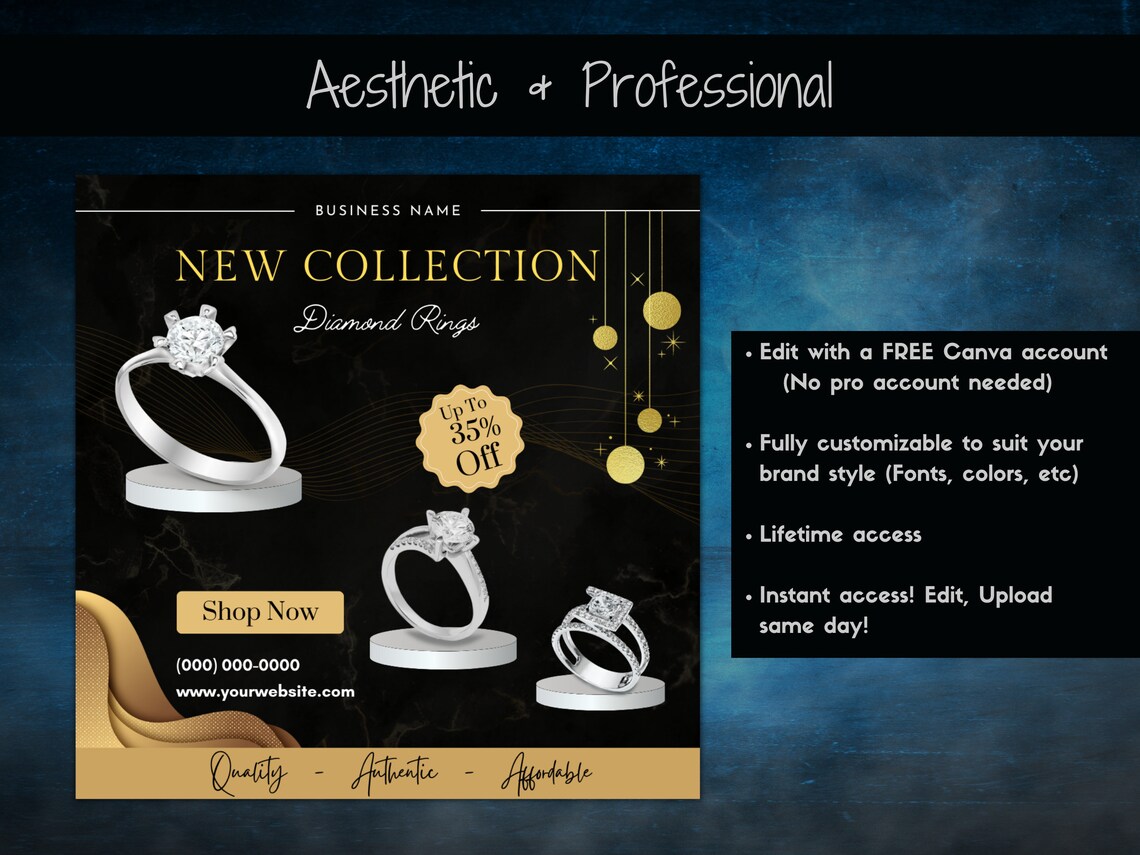 Jewelry Shop Marketing Flyer Template for Social Media Jewelry Business ...