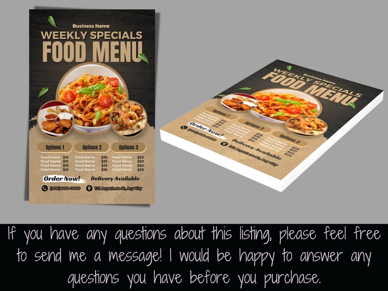 Weekly Specials Food Menu Flyer Template Restaurant Printable Food ...