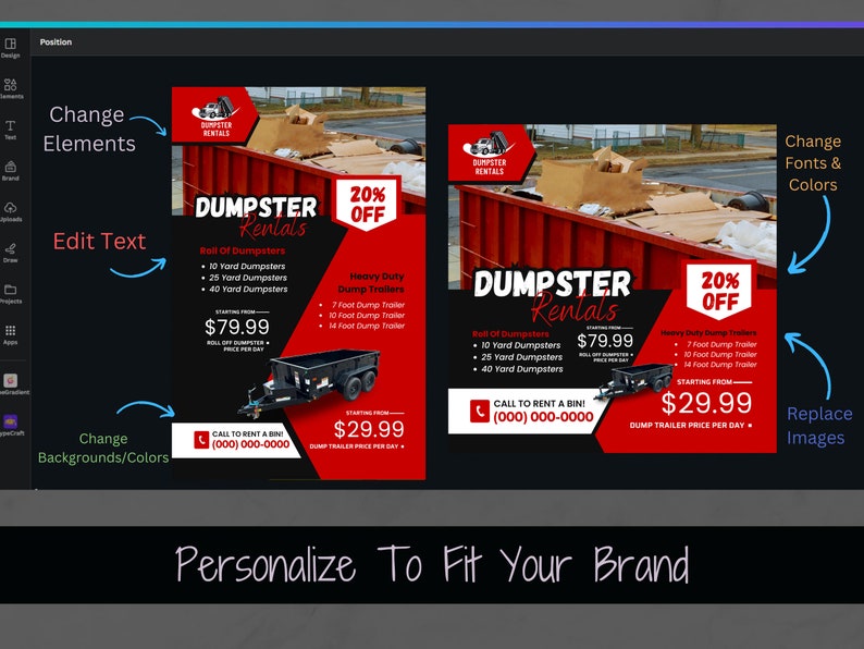 Dumpster Rental Flyer Templates Bundle (canva Editable) - Etsy