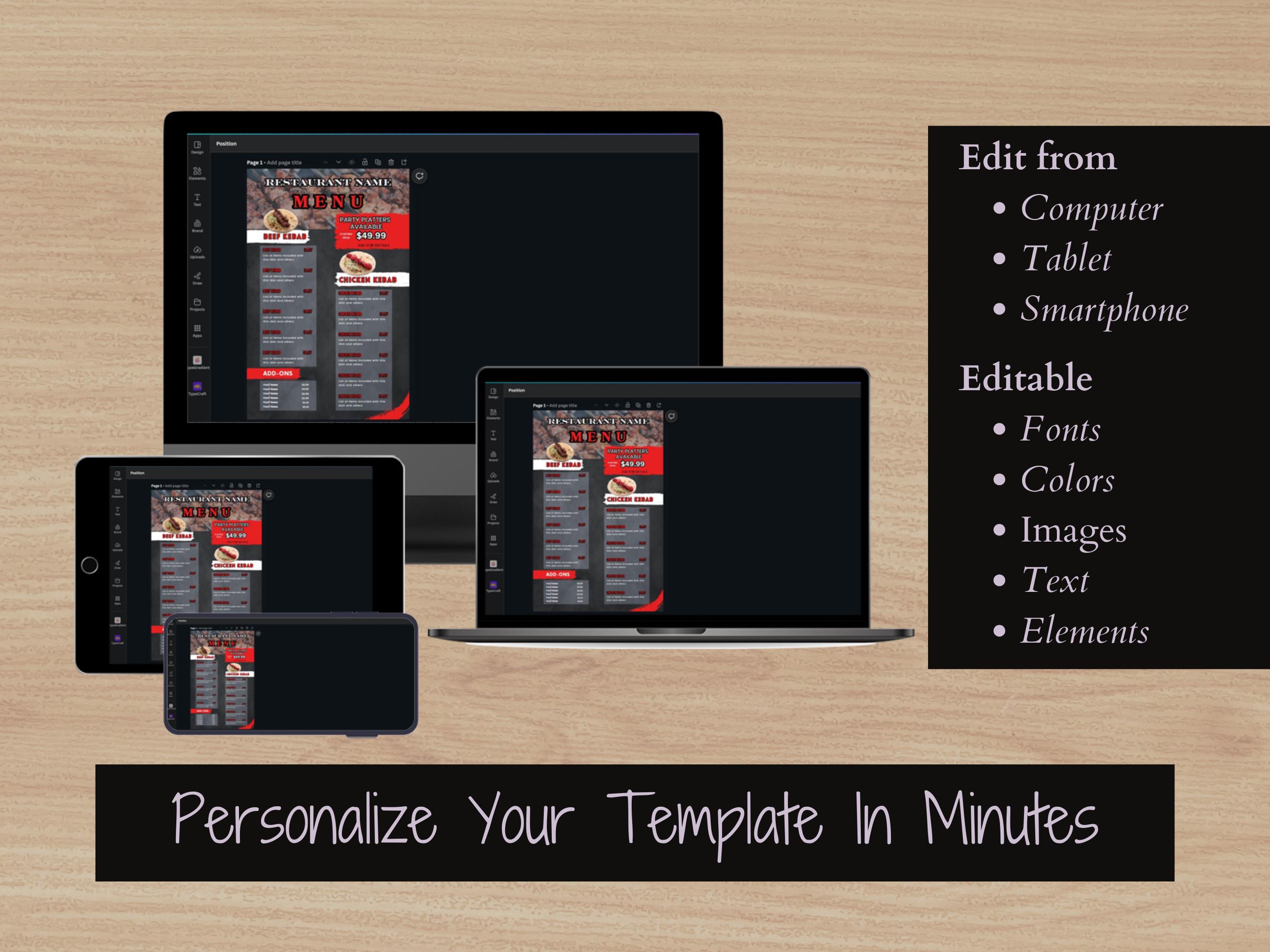 Digital Display TV Menu Board Template Static Digital Menu Board ...