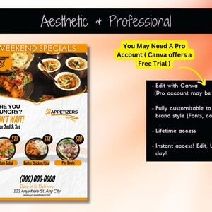 Printable Weekend Specials Flyer Template Food Specials Flyer Restaurant Marketing Flyer ...