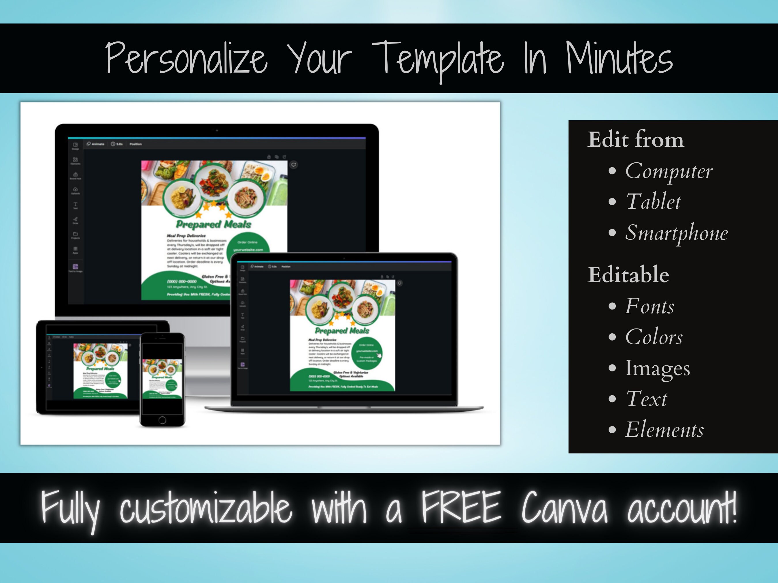 Printable Meal Packages Flyer Prepared Meals Delivery Service Flyer ...