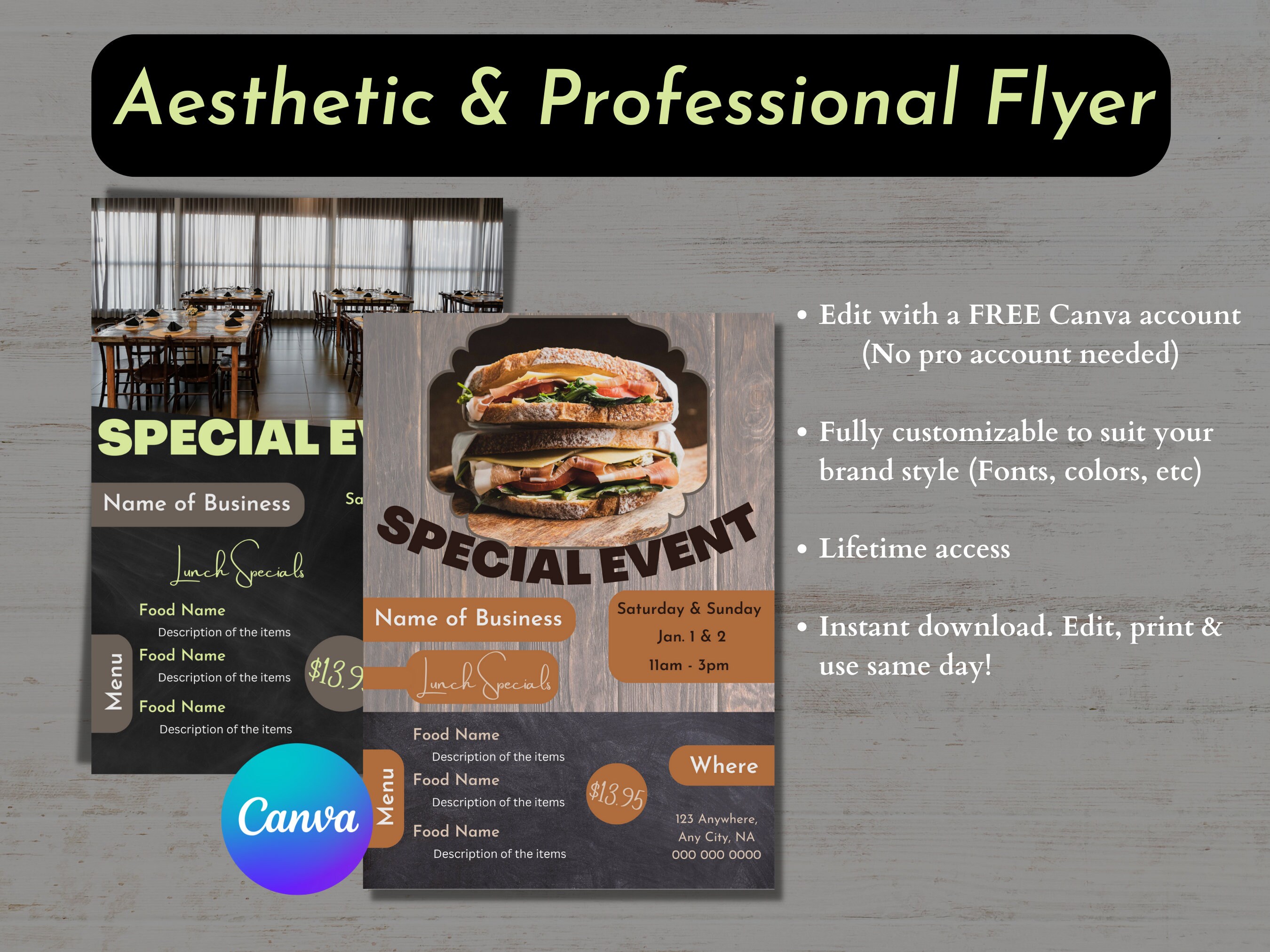 Printable Event Flyer Template Special Deal Promotional Flyer - Etsy