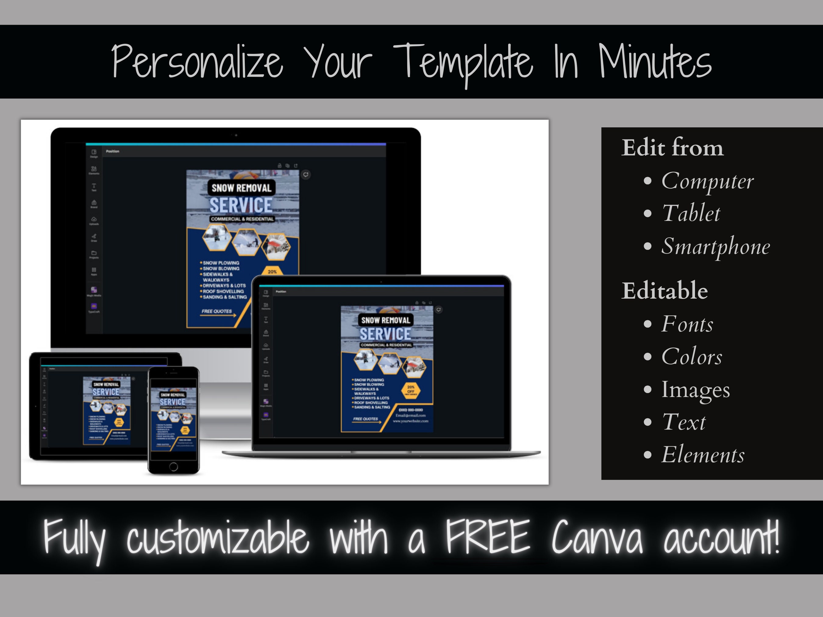 Printable Snow Removal Services Flyer Template Service Flyer Snow ...