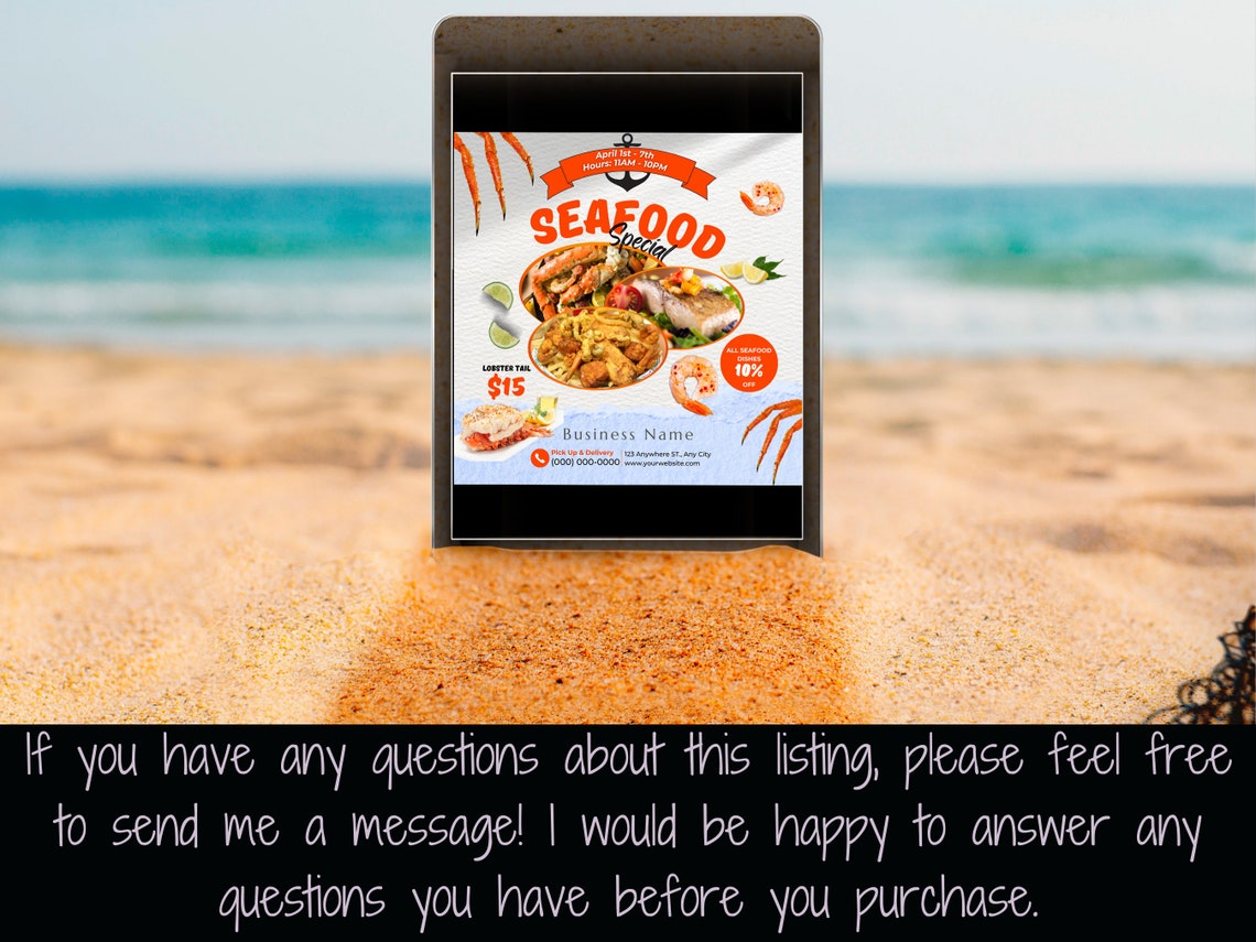 Seafood Specials Marketing Flyer Template Food Sale Flyer Social Media ...