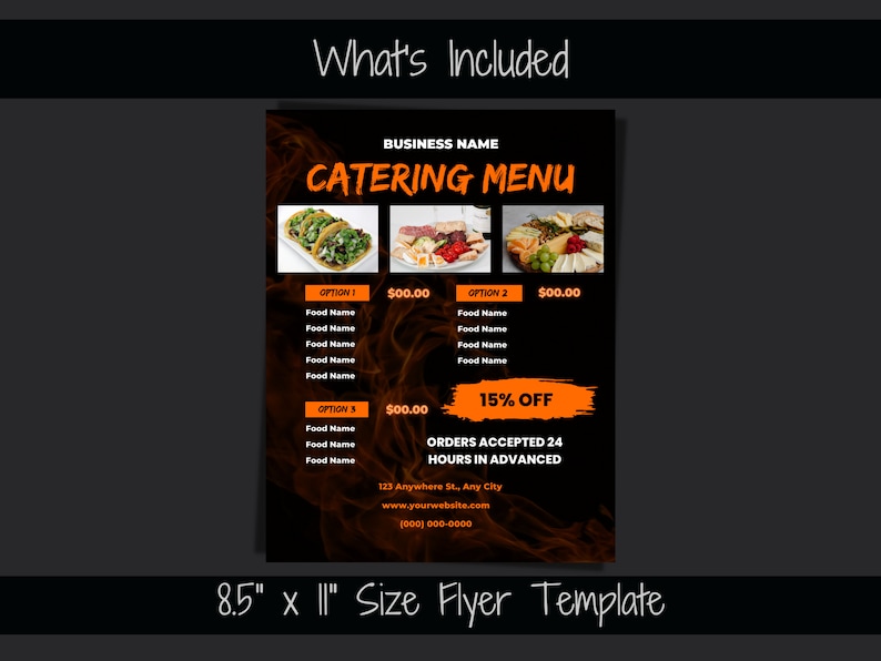 Printable Catering Menu Flyer Template, Editable Restaurant Menu ...