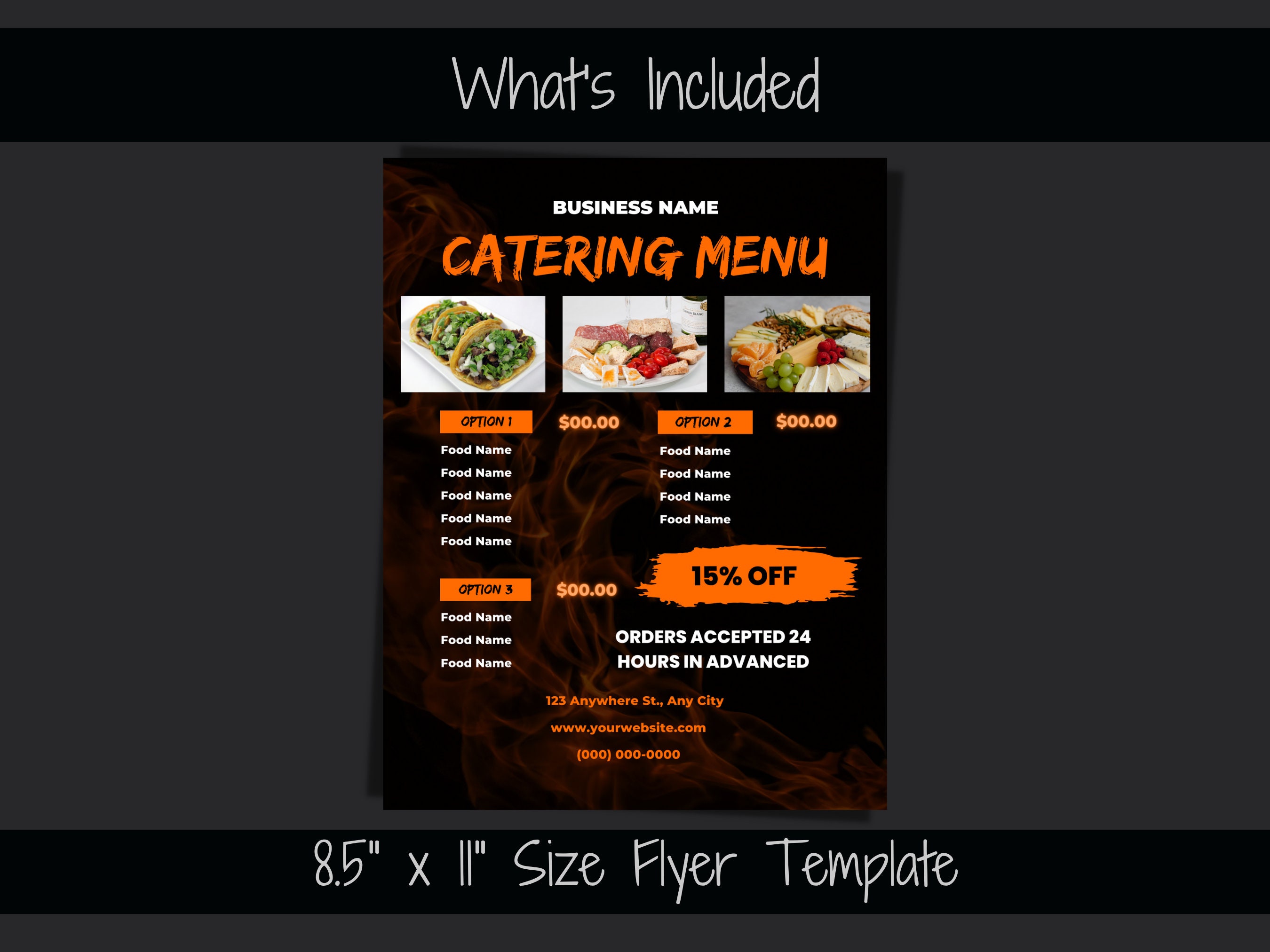 Printable Catering Menu Flyer Template, Editable Restaurant Menu ...