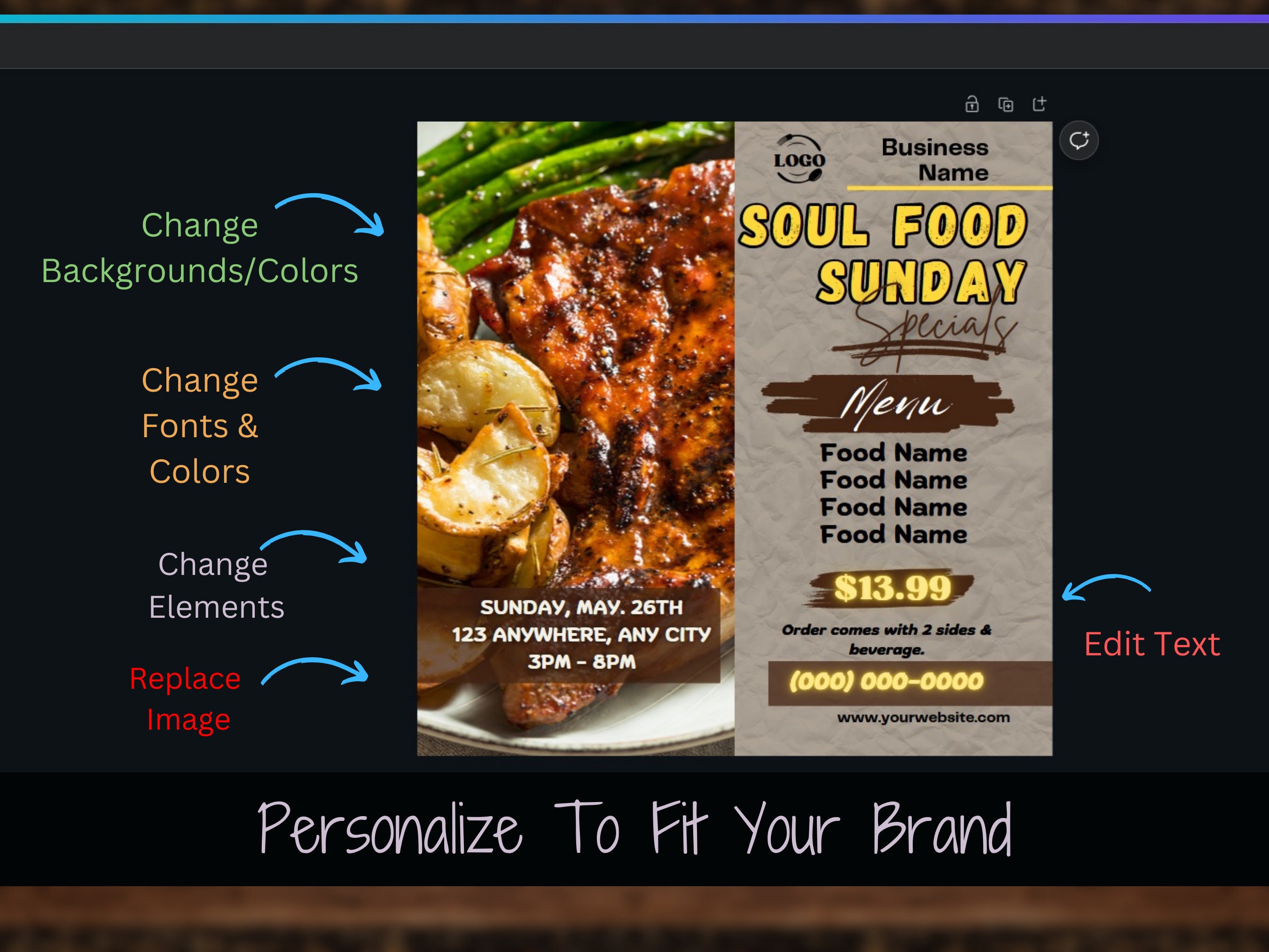 Soul Food Sunday Specials Flyer Template (canva Editable) - Etsy