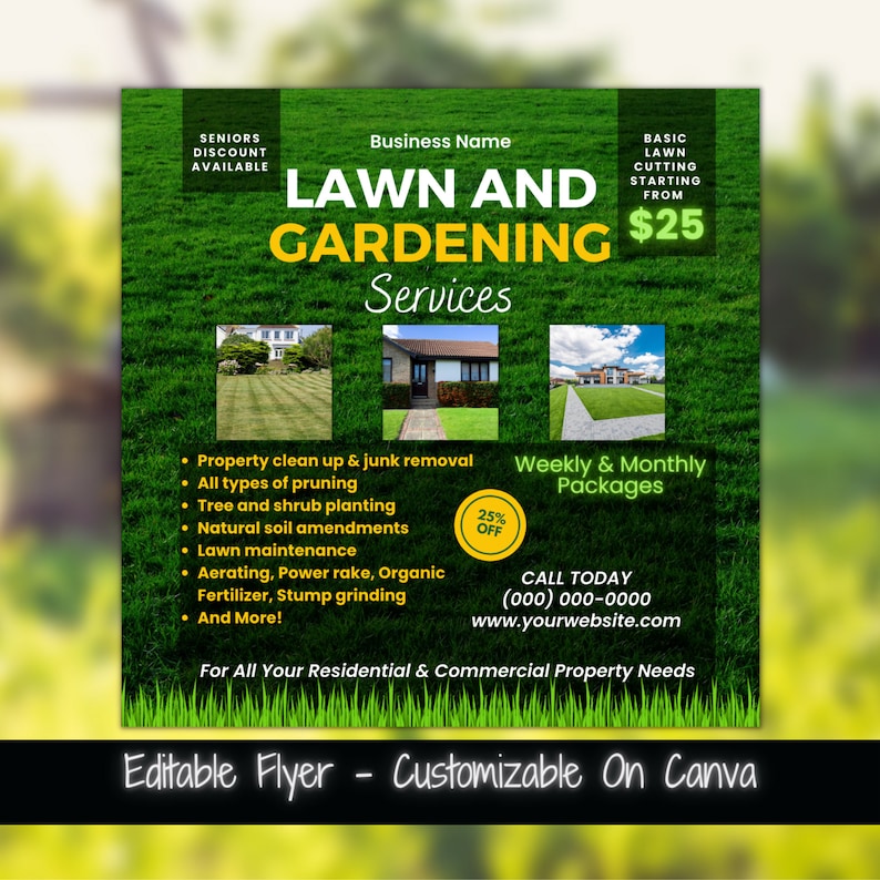 Lawn and Gardening Services Flyer Template Social Media Flyer Yard Care ...