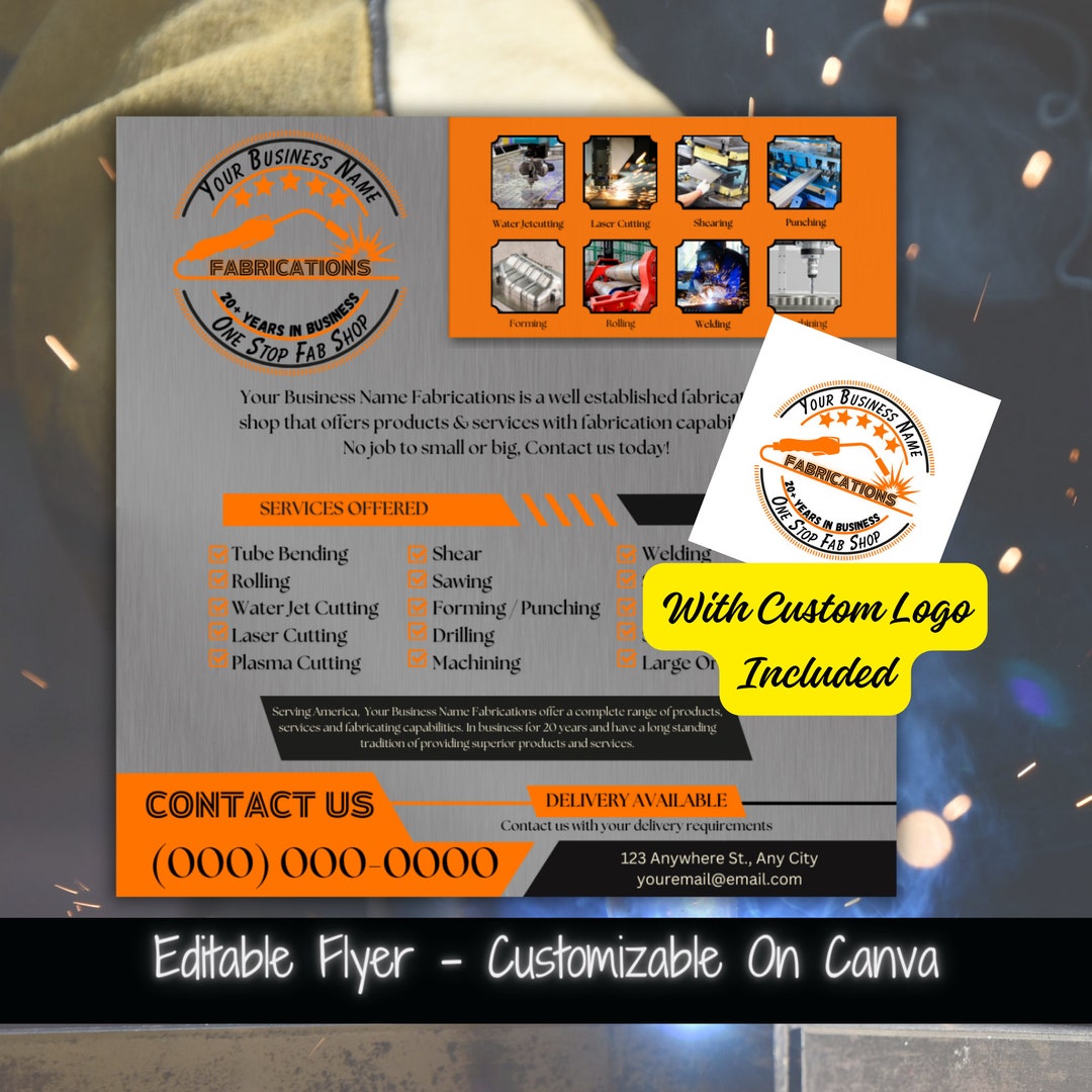 Custom Fabrications Social Media Flyer Template Custom Logo Editable ...