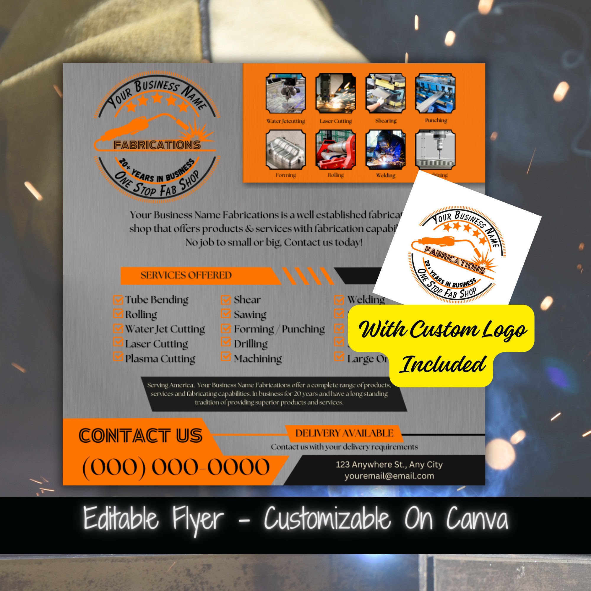 Custom Fabrications Social Media Flyer Template Custom Logo Editable ...