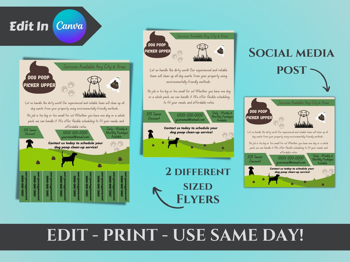 Dog Poop Cleaning Service Premade Dog Poop Scooping Flyer - Etsy