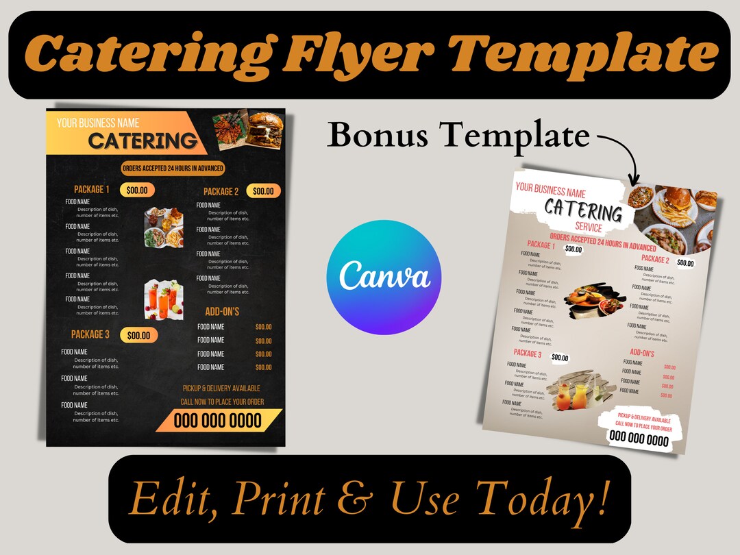 Catering Menu Template Editable Menu for Catering Printable - Etsy