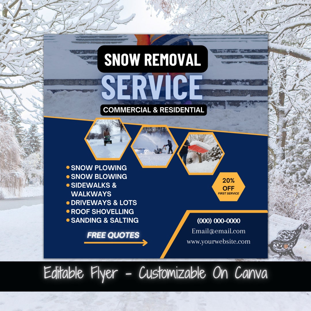 Snow Removal Services Flyer Template Editable Service Flyer Snow Shovel ...