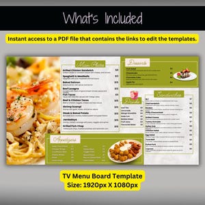 Digital Menu Display Template Static Menu Board Food Menu Monitor ...