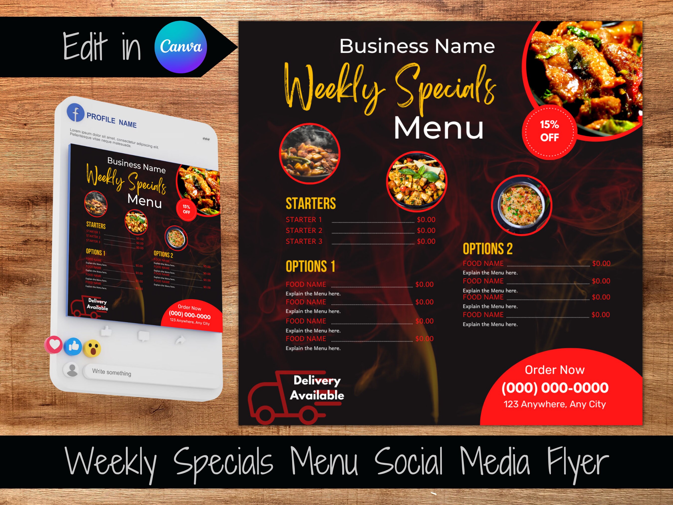 Weekly Specials Menu Flyer Template Editable Restaurant Food - Etsy
