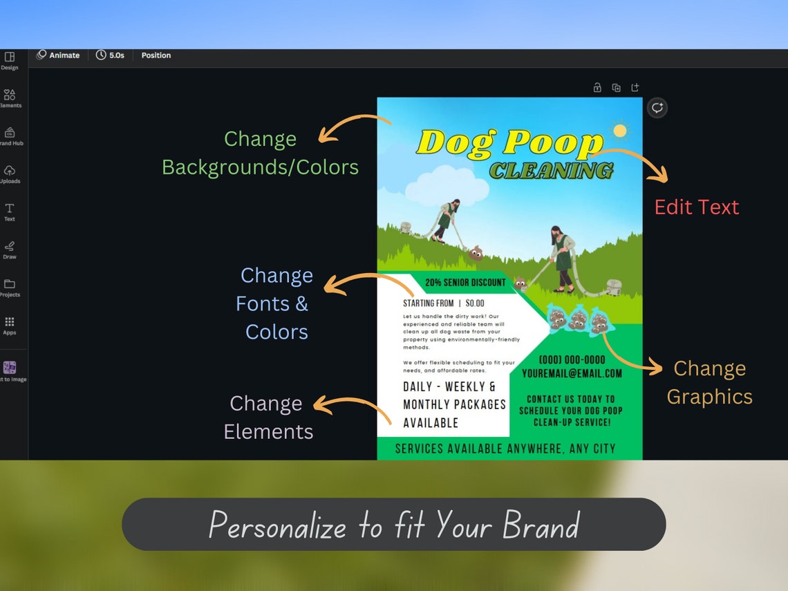 Printable Dog Poop Clean up Flyer Dog Waste Removal Flyer Dog Poop ...