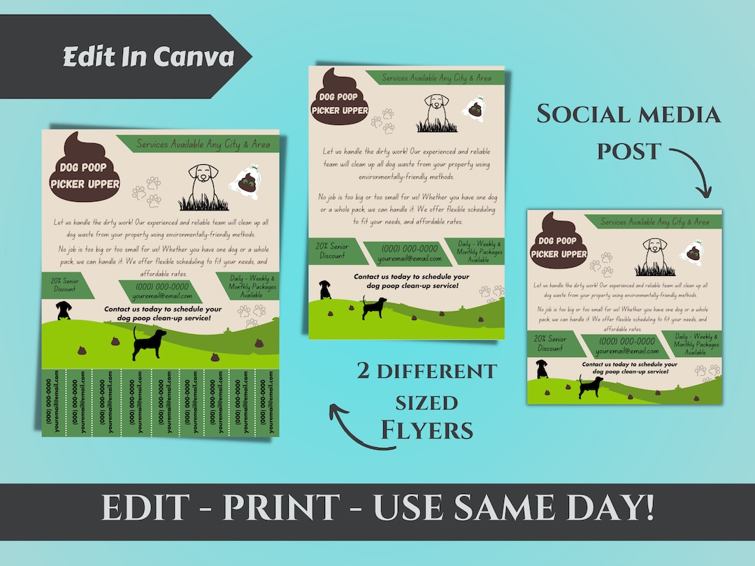 Dog Poop Cleaning Service Premade Dog Poop Scooping Flyer Templates ...
