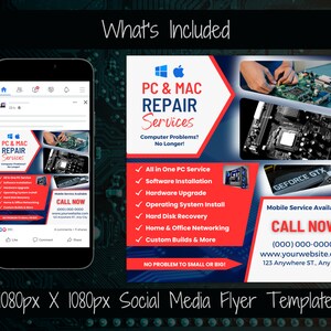 PC & Mac Repair Flyer Template, Social Media Design (canva) - Etsy