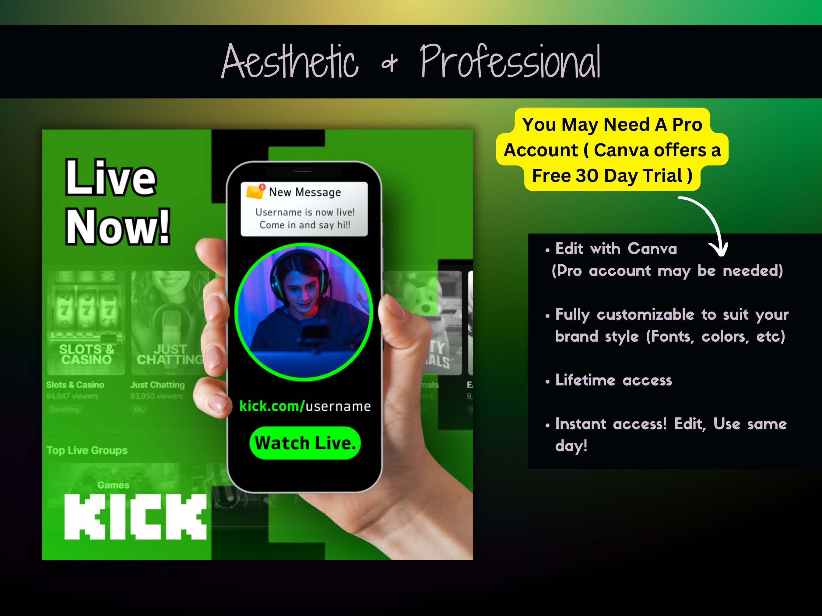 Editable Live Now Social Media Template Kick Going Live Post Live Now ...