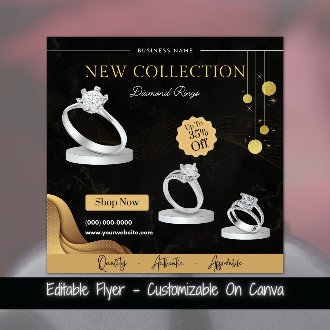 Jewelry Shop Marketing Flyer Template for Social Media Jewelry Business ...