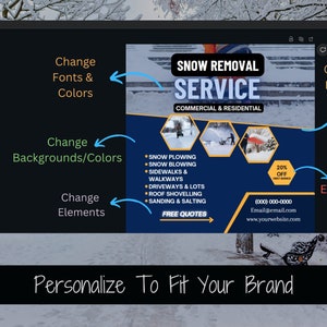 Snow Removal Services Flyer Template, Editable Business Flyer (digital ...