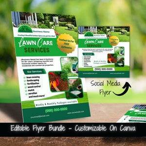 Lawn Care Services Bundle Flyer Templates Social Media Flyer Yard Care ...