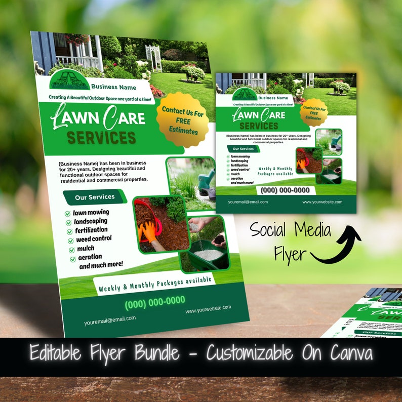 Lawn Care Services Bundle Flyer Templates Social Media Flyer Yard Care ...