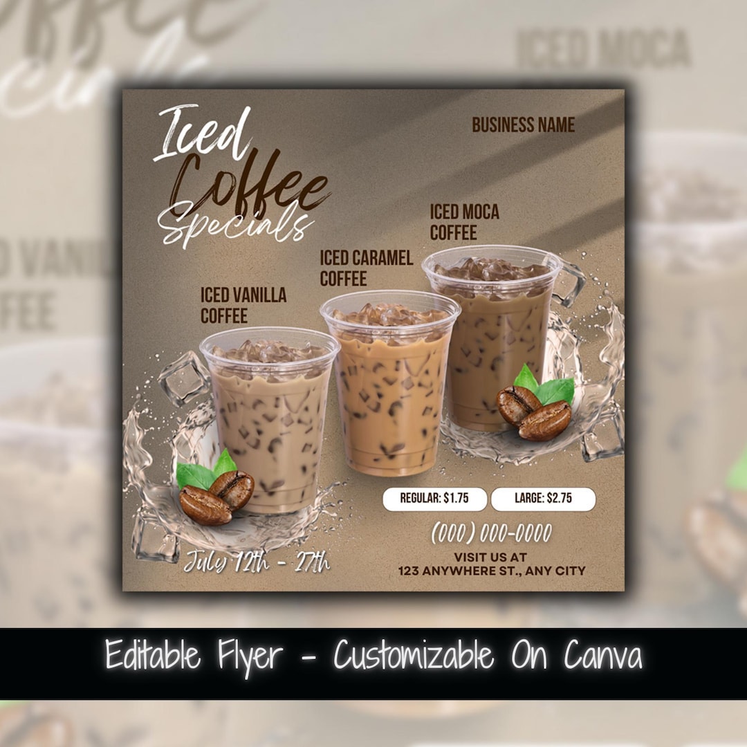 Iced Coffee Specials Flyer for Social Media Coffee Shop Promo Flyer ...