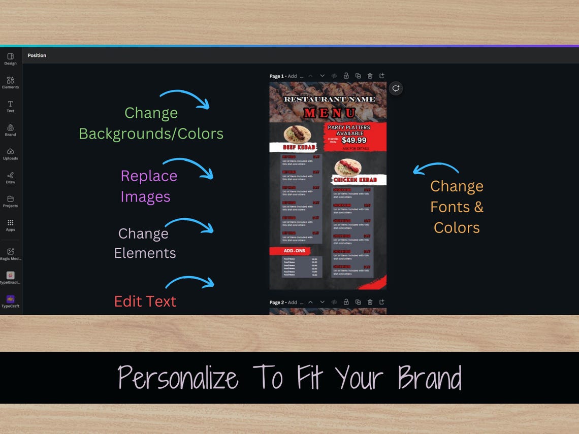 Digital Display TV Menu Board Template Static Digital Menu Board ...
