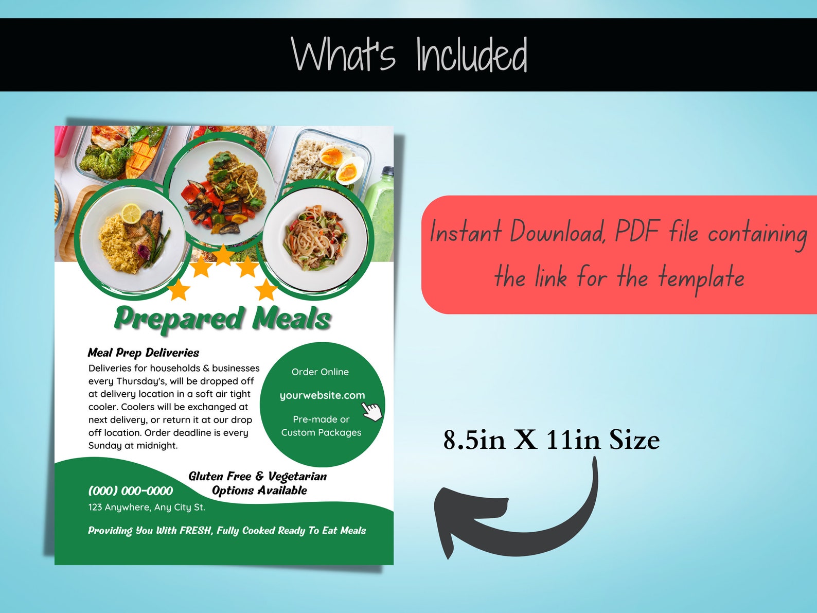 Printable Meal Packages Flyer Prepared Meals Delivery Service Flyer ...