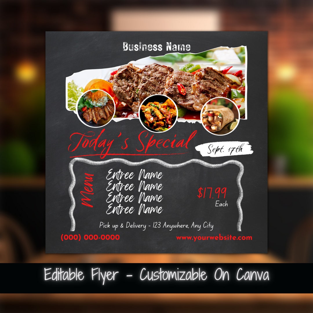 Editable Food Menu Flyer Today's Special Menu Template for Social Media ...