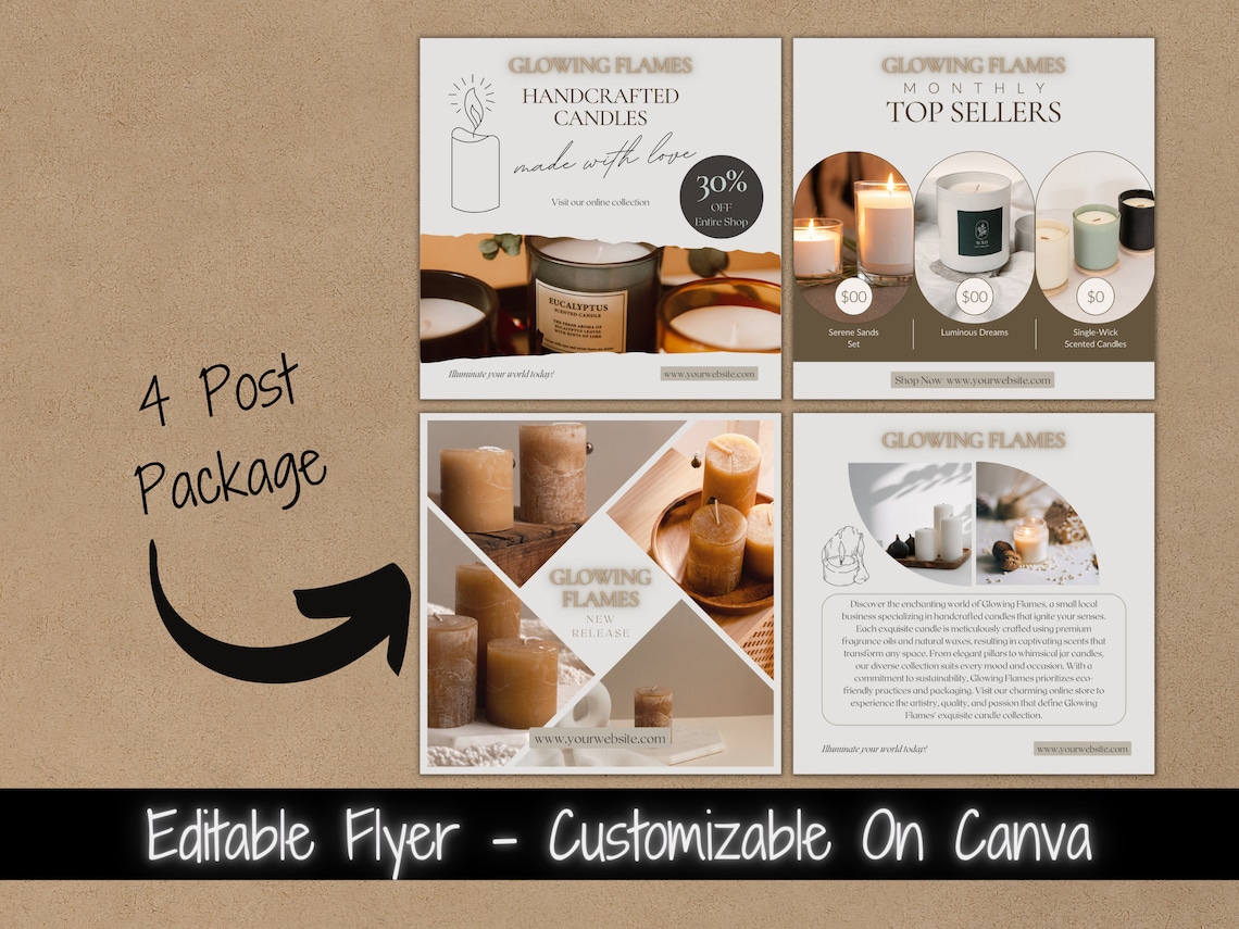 Candles Flyer Template Editable Small Business Candle Making Social ...