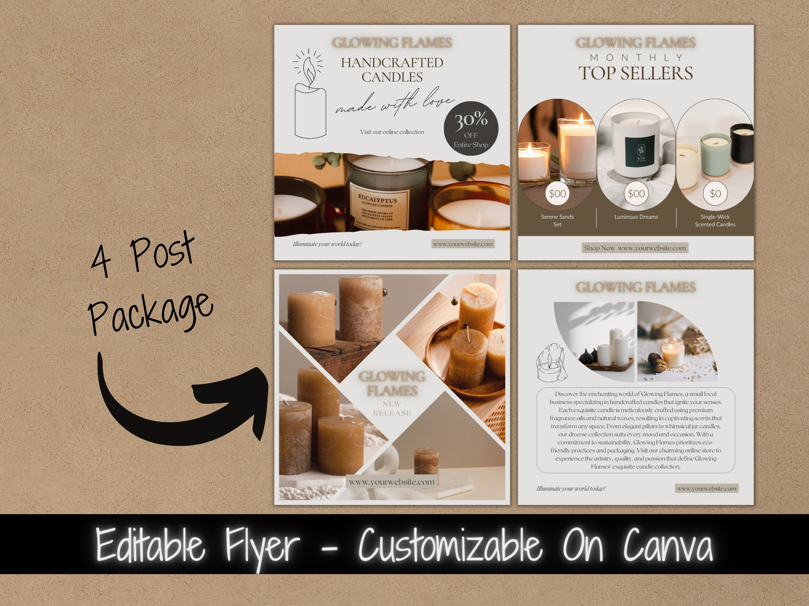 Candles Flyer Template Editable Small Business Candle Making Social ...
