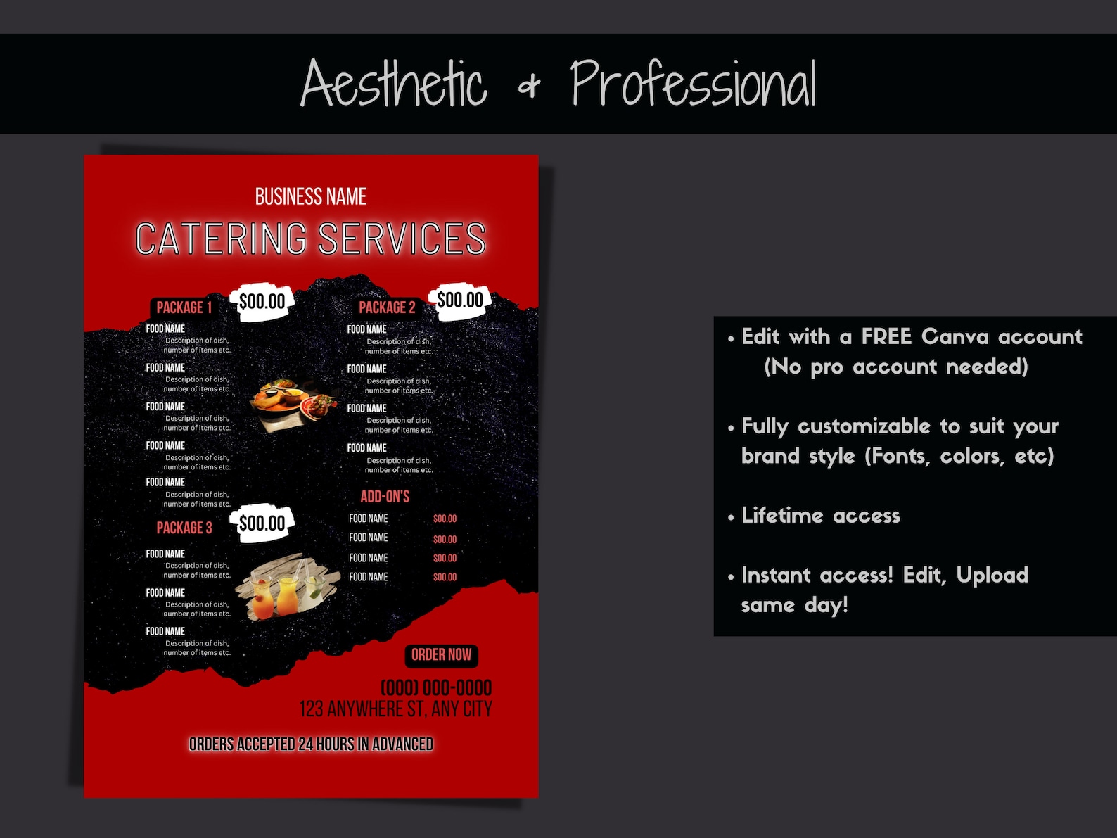 Printable Catering Menu Flyer Template Catering Services Flyer Catering ...