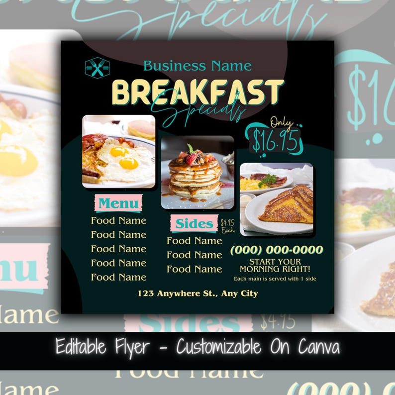 Editable Breakfast Specials Social Media Flyer Template Marketing Flyer ...